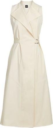 HUGO BOSS Robe portefeuille en coton stretch m&eacute;lang&eacute;