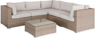 Sweeek Gartengarnitur aus Polyrattan - 5 Pl&auml;tze Graut&ouml;ne / Grau