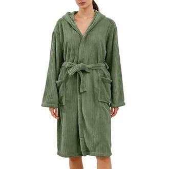 Generic Peignoir &agrave; capuche moelleux en velours &eacute;ponge pour homme et femme - Parfait pour h&ocirc;tel et spa - Doux et &eacute;l&eacute;gant - Serviettes de bain, Vert, Taille uni
