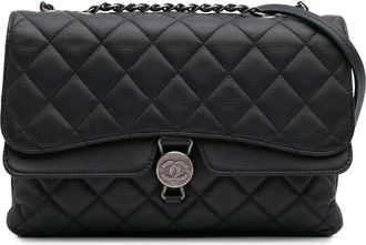 Chanel Hobo Bags - Small Quilted Grained Calfskin CC Round Clasp Acco - Gr. unisize - in Schwarz - für Damen