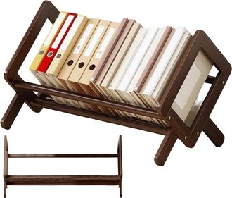 Generic Büro-Bücherregal - kompakter Organizer 40 x 25 x 26 cm, Tischregal aus Holz, mehrschichtige Aufbewahrung für Zeitungen, Dokumente, mit robustem Design