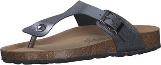 Marco Tozzi Damen Pantoletten Zehentrenner aus Leder, Metallisch (Steel), 38 EU