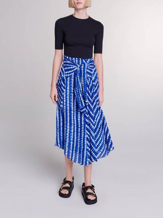 Maje Langes Kleid Mit 2-in1-effekt - Imprime Tie Dye Goutte Bleu - Gr&ouml;&szlig;e 32 - Maje