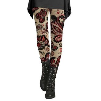 Generic Legging de No&euml;l et dhiver pour femme imprim&eacute; artistique, doux et extensible legging &agrave; pois pour femme, rouge, XXL