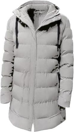 Generic Long manteau dhiver pour femme, vêtement dextérieur coupe-vent pour femme, veste matelassée épaisse à capuche, coupe tendance, veste rembourrée à capu