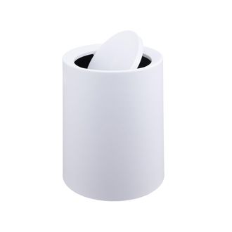 Relaxdays M&uuml;lleimer, 13 Liter, Schwingdeckel, Inneneimer, Matter Kunststoff, runder Abfalleimer f&uuml;r Bad & K&uuml;che, wei&szlig;