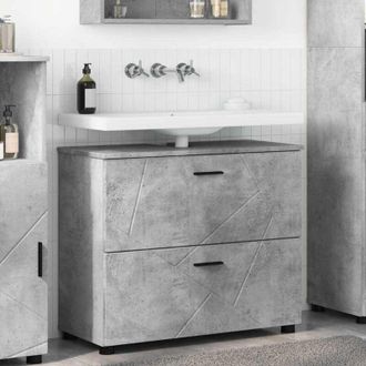 vidaXL Badezimmerschrank mit Schubladen Beton Grau 76,5 x 35 x 64 cm vidaXL