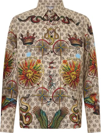 Philipp Plein Silk Pajamas Shirt Monogram Tattoo