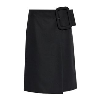 Ami Femme, Jupes, Noir, Taille: 36 FR Jupe en laine avec ceinture d&eacute;corative