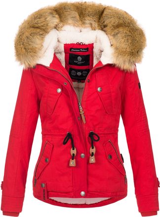 Navahoo Damen Winterjacke Pearl - Kurz-Parka mit Teddyfell & Abnehmbarem Kunstfellkragen