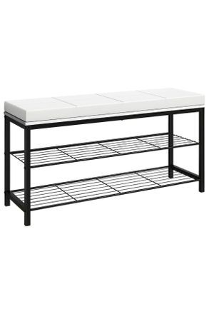 MID.YOU Mid.you Schuhregal Taliro, Schwarz, Wei&szlig;, Metall, Holzwerkstoff, 90x48x30 cm, stehend, Garderobe, Schuhaufbewahrung, Schuhregale