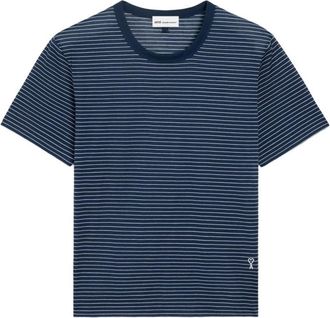 Ami Homme, Tops, Bleu, Taille: S Striped Embroidered T-Shirt