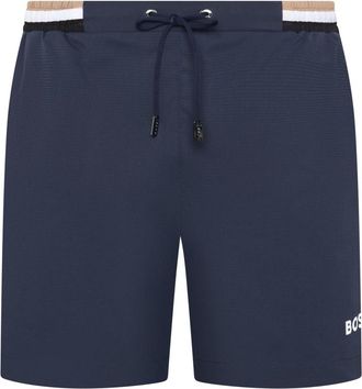 HUGO BOSS Badeshorts mit Logo-Emblem und Streifenakzenten in