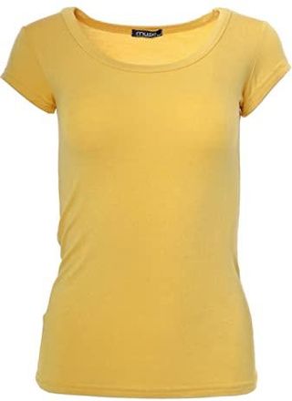 Easy Young Fashion T-shirt Romina pour femme, Jaune maïs, L
