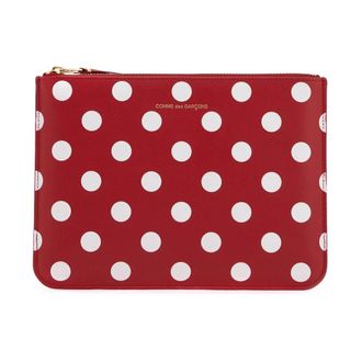 Comme Des Gar&ccedil;ons Polka Dot Leder-Pouch-Tasche - - Bags - Damen - Rot - ONE SIZE
