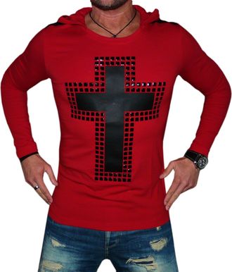 Cipo & Baxx Herren Kapuzensweatshirt Longsleeve Langarmshirt Sweater Pullover CL130 Rot XXL