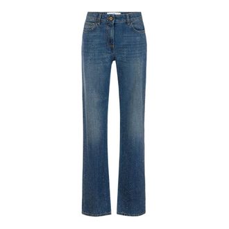 Elisabetta Franchi Palazzo Jeans mit Strasssteinen - - Jeans - Damen - Blau - W29