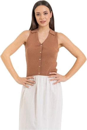 Kocca Femme, Pulls, Brun, Taille: 44 FR Chic Sleeveless Fitted Top