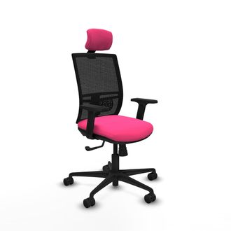 Piqueras y Crespo Yunquera Drehstuhl mit 2D-Armlehnen, h&ouml;henverstellbarer Lendenwirbelst&uuml;tze und h&ouml;henverstellbarem Kopfteil, ausgestattet mit 4 Positionen, Schwarz/Ros