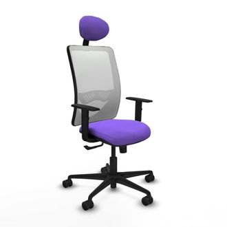 Piqueras y Crespo Computerstuhl mit Rollen Zulema mit 1D-Armen, h&ouml;henverstellbare Lendenwirbelst&uuml;tze und festes Kopfteil, ausgestattet mit 3 Positionen, Wei&szlig;/Lila