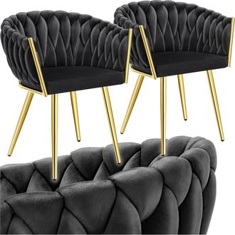 TecTake Samt Stuhl, Schalenstuhl mit Armlehne in Knoten Optik, Esszimmerst&uuml;hle, Sessel modern f&uuml;r Wohnzimmer, Esszimmer, als K&uuml;chenst&uuml;hle, f&uuml;r Schminktisch, D