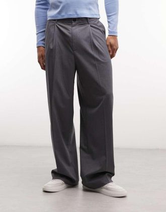 Weekday Uno - Elegante Loose-Fit-Hose in meliertem Grau