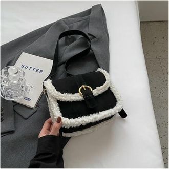 Generic MZSKLW Sac à bandoulière rétro en cuir suédé for femmes, sac à main chaud dhiver de styliste, petit sac à bandoulière de selle en demi-cercle for dame