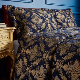 Riva Paoletti Shiraz Blumen-Jacquard-Kissenbezug, Navy