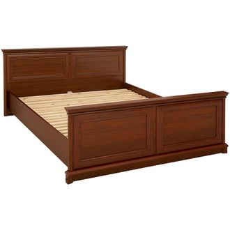 PEGANE Lit adulte 160x200 cm coloris ch&acirc;taigne - Longueur 210 x Profondeur 175 x Hauteur 60,5-81,5 cm