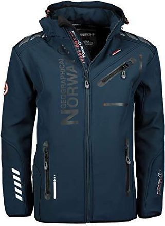 Geographical Norway Royaute Men - Veste Softshell Capuche Homme Impermeable - Manteau Outdoor Blouson Coupe Vent Tactique Resistant - Randonnee Ski Automne Hiver Printemp