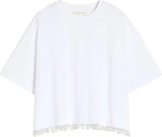 Sportmax Femme, Tops, Blanc, Taille: 40 FR Oblato Chain T-Shirt
