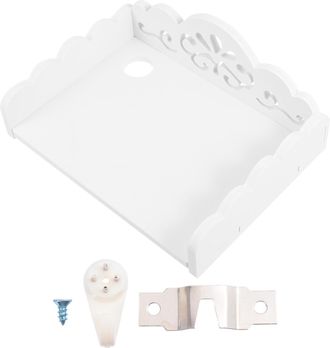 Lurrose Kleines Dekoratives Wandregal aus Rostfreiem Holz mit Aussparungen Schlichtes Aufbewahrungsregal für Pflanzen und Kleinigkeiten Einfach zu Montierende