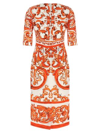 Dolce & Gabbana Womens Orange Silk Midi Dress