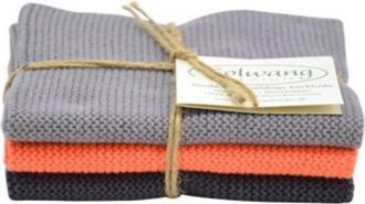 Solwang Putzlappen Kombi gestrickt 861587 Warmes Grau/Coral Baumwolle Wischtücher Edelstahl