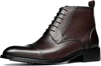 Generic Bottines Homme Cuir Vachette, Derby Montantes &agrave; Lacets & Zip, Doublure Porc, Talon 4cm, Chaussures Habill&eacute;es Ville Business,Coffee Brown,44.5 EU