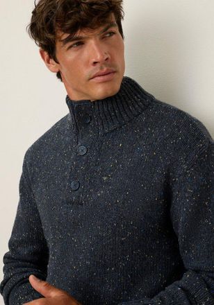 Man's World Troyer Neue Kollektion! Melange Garn mit farbigen Akzenten mit Langarm, aus Strick mit Baumwolle, Regular Fit