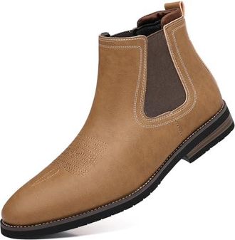 Dadawen Bottine Chelsea en Cuir Confortable Classiques Homme Ankle Boots/Bottes pour R&eacute;union Travail - Brun 44