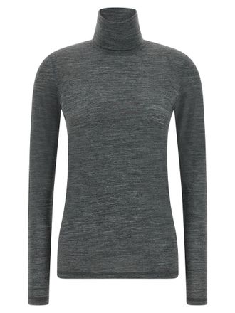 Jil Sander High-Neck Merino Knit Shirt - gray