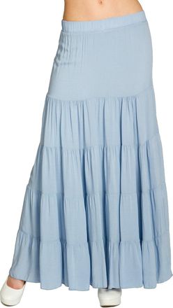 CASPAR Fashion RO020 Langer eleganter Damen Maxi Sommer Rock Faltenrock, Farbe:blau, Mode Größe:XS/S