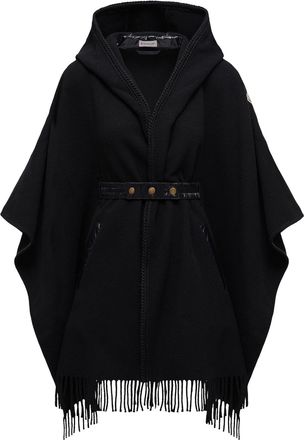 Moncler Moncler Cape En Laine Ceintur&eacute;e, Femme, Noir, Taille: Uni