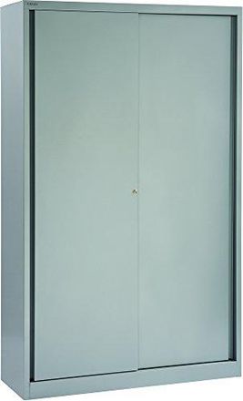 Bisley Schiebetürenschrank ECO, 4 Fachböden, 5 OH, Metall, 355 Silber, 43 x 120 x 198 cm
