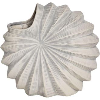 Beliani Beliani - Blumenvase Wei&szlig; aus Steinzeug 28 cm Muschel Form Wasserdicht Wohnaccessoires Vase Dekovase f&uuml;r Blumen