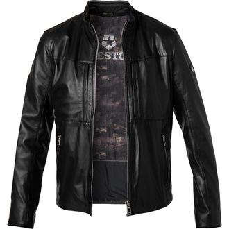 Milestone Herren Lederjacke schwarz Lammnappa unifarben
