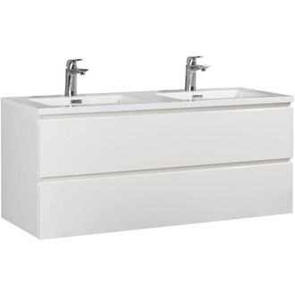 Badplaats Badezimmer Badm&ouml;bel-Set Angela 120cm - Hochglanz Wei&szlig; - Untersch