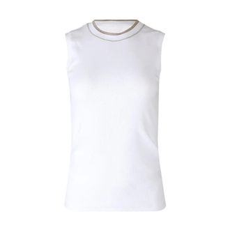 PESERICO Femme, Tops, Blanc, Taille: 40 FR Gilet Orn&eacute; de Lurex