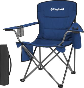 KingCamp Campingstuhl Oakdale Faltstuhl XL Strand Klappstuhl K&uuml;hltasche 136 kg Dark Blue