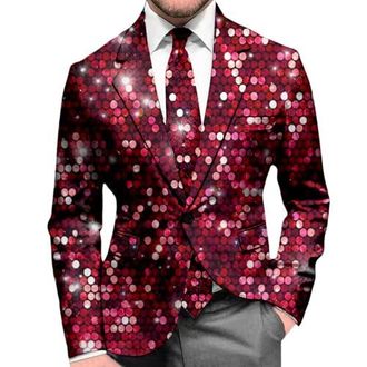 Generic Veste pour homme - Imprim&eacute; 3D multicolore - Costume de carnaval - Blazer slim fit - Aspect paillet&eacute; - Veste de costume amusante - Veste de f&ecirc;te pour c