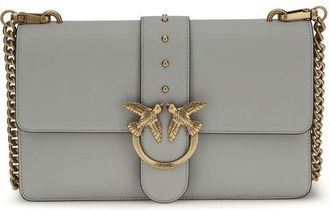 Pinko Graue Kalbleder Bos Taurus Schultertasche