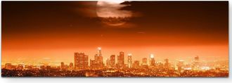 Paul Sinus Art Leinwandbilder | Bilder Leinwand 150x50cm Skyline von Los Angeles bei Vollmond