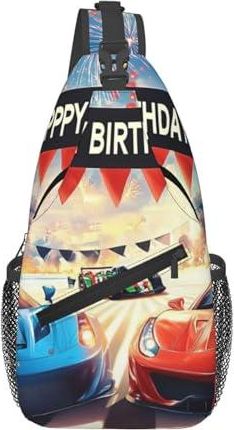 Generic Sac &agrave; dos &agrave; bandouli&egrave;re pour homme Motif Supercars Rouge et bleu